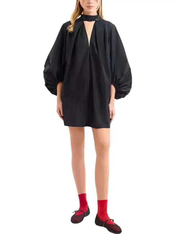 GEMY MAALOUF V-neck Puff Sleeve Dress - Black