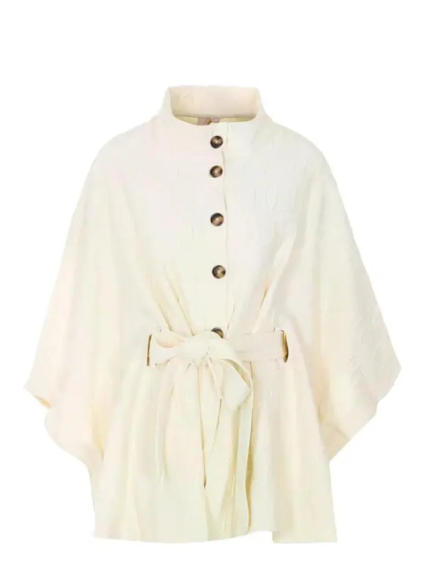 Liu Jo Belted Poncho - White