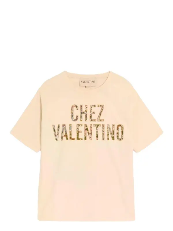 Valentino Garavani Embroidered Cotton T-shirt - Neutrals