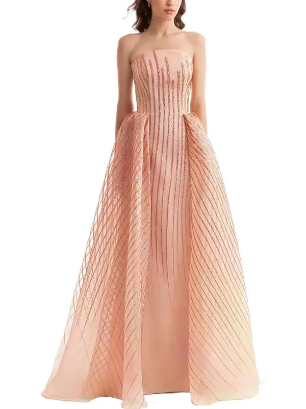 GEMY MAALOUF Strapless Embellished Gown - Pink