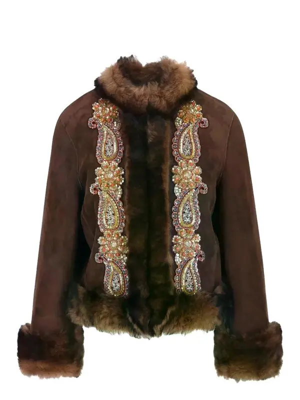 Valentino Garavani Fur-trimmed Jacket - Brown