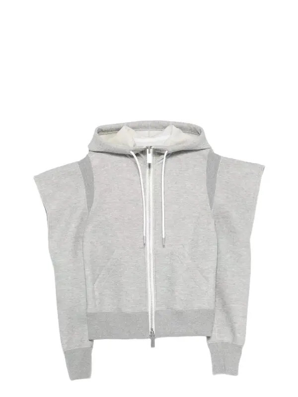 Sacai Zip-up Sleeveless Hooded Sweatshirt - Grey
