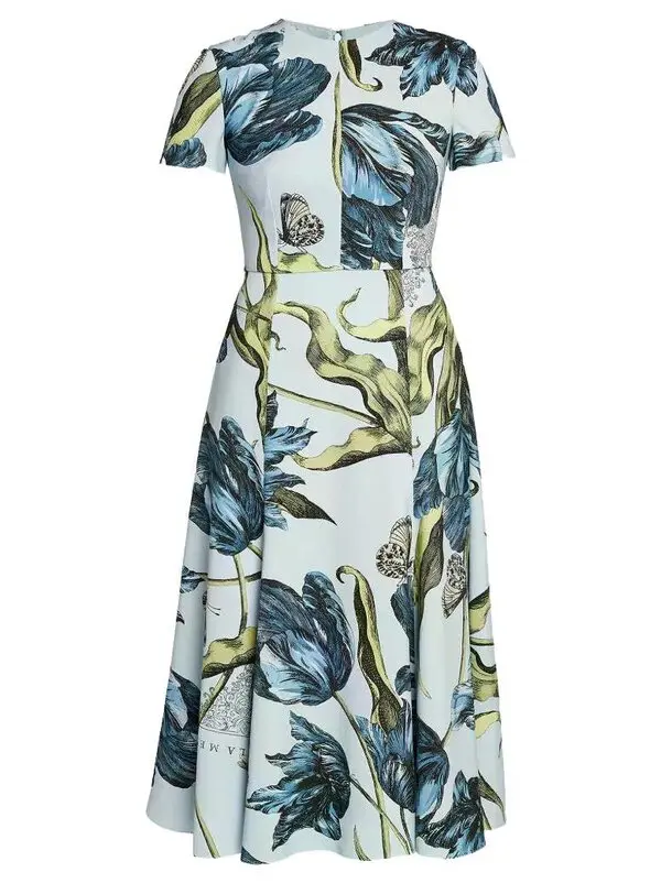 Erdem Floral Print Midi Dress - Blue