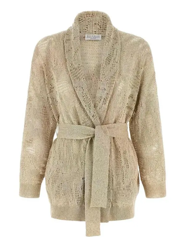 Brunello Cucinelli Crochet Knit Sequin Cardigan - Neutrals