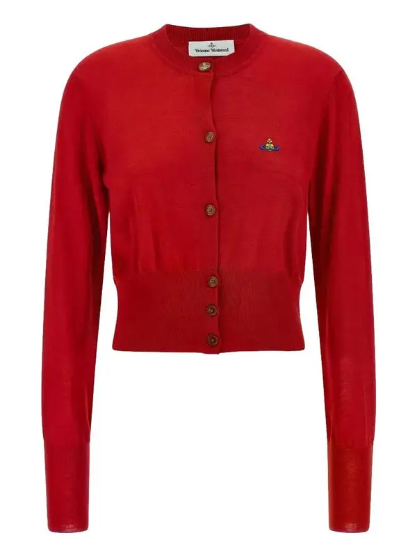 VIVIENNE WESTWOOD Orb-logo Cropped Cardigan - Red