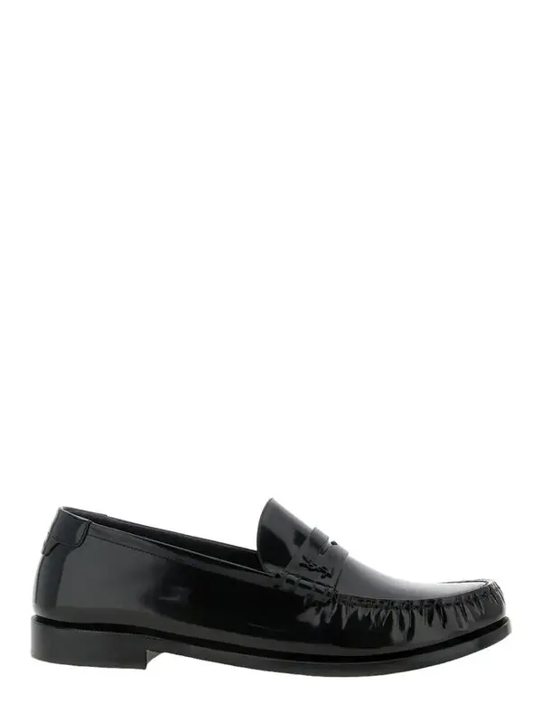 Saint Laurent Logo-detail Loafers - Black