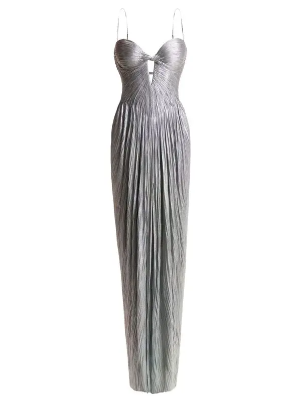 MARIA LUCIA HOHAN Tonia Plissé-effect Maxi Dress - Silver
