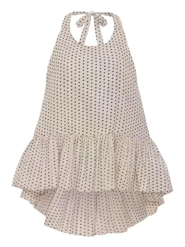 Azeeza Polka-dot Ruffled Tank Top - Neutrals