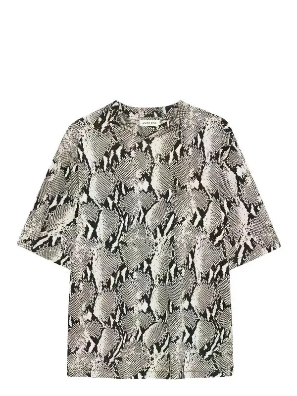 ANINE BING Python Print Cotton T-shirt - Grey