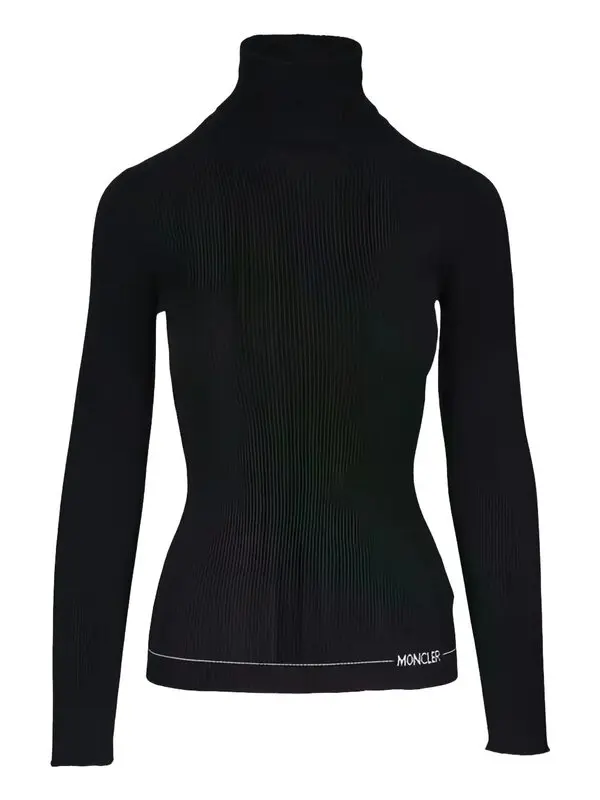 Moncler Roll Neck Ribbed Top - Black