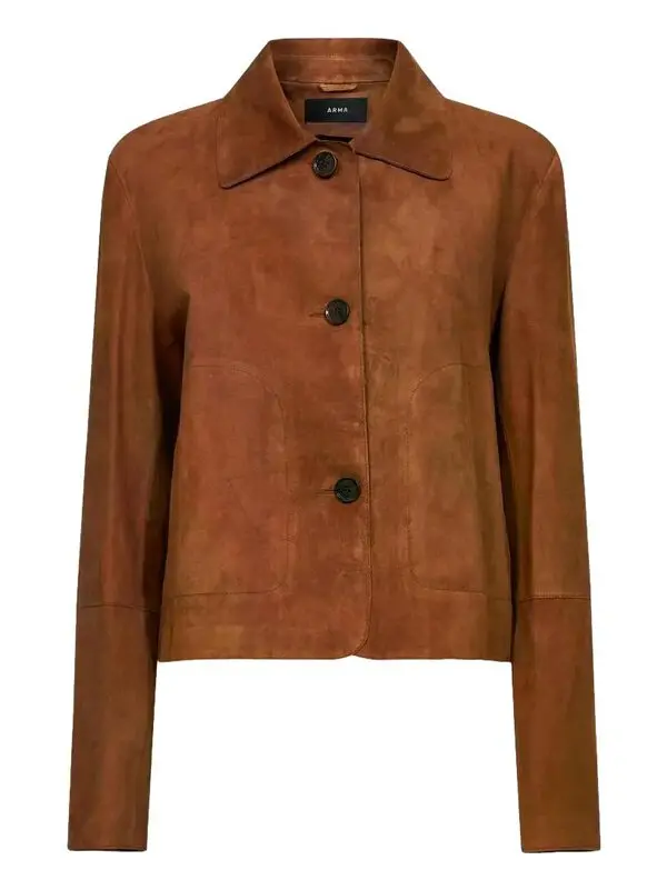 ARMA Collared Leather Jacket - Brown