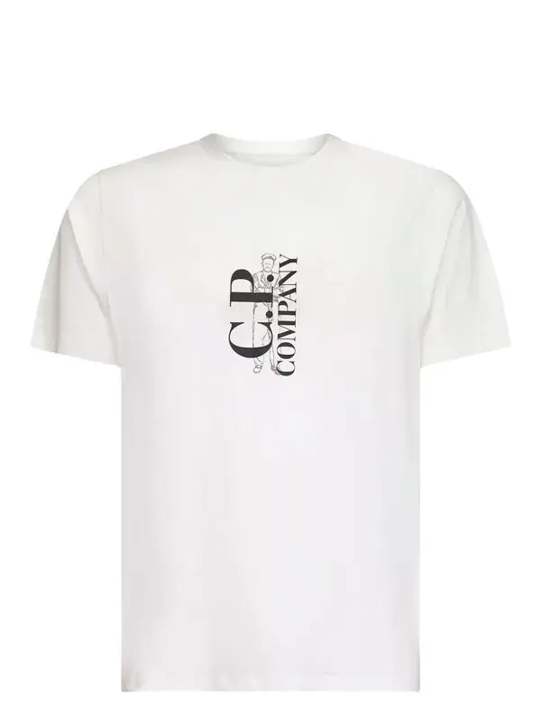 C.P. COMPANY Ribbed Logo-print T-shirt - White