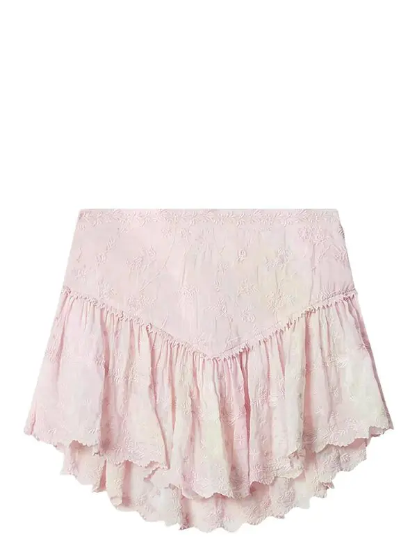 Isabel Marant Zoelia Embroidered Ruffled Skirt - Pink