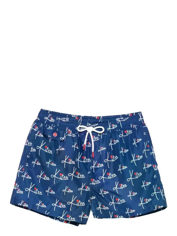 Kiton Printed Swim Shorts - Blue