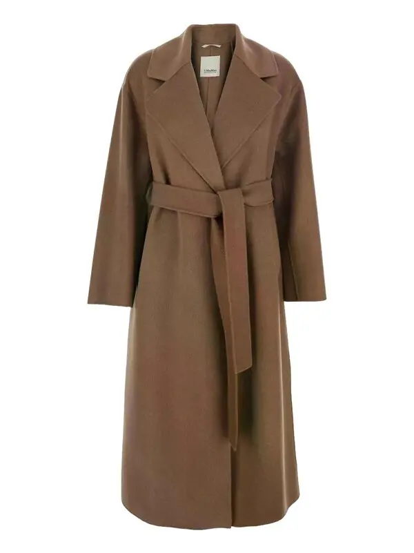 Max Mara Belted Virgin Wool Coat - Brown