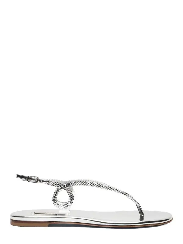 Casadei Josephine Braided Flat Sandals - Silver