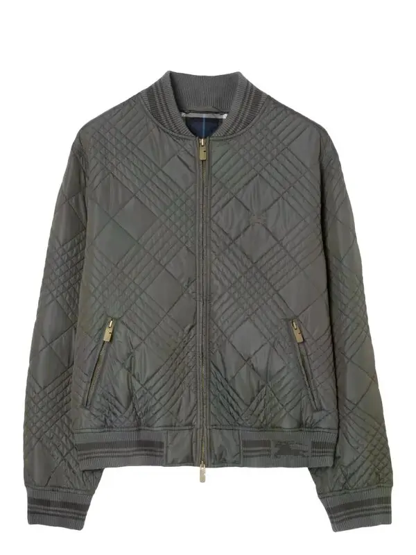 Burberry Rakewood Micro Check Stitch Bomber Jacket - Grey