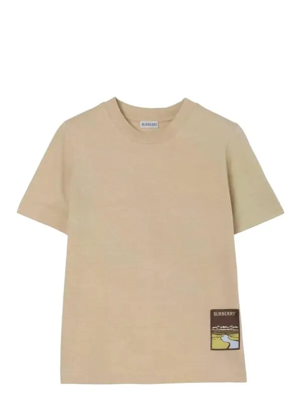 Burberry Landscape Label Crew Neck T-shirt - Neutrals