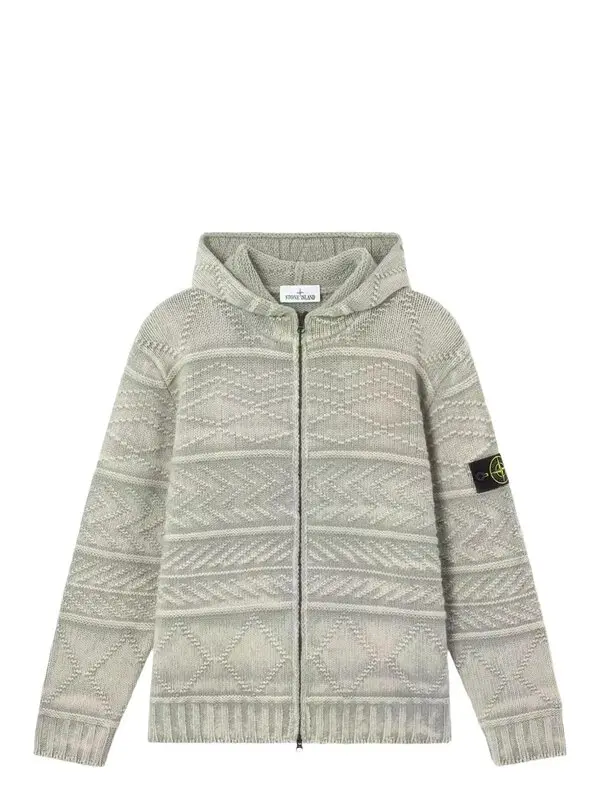 Stone Island Patterned Zip-up Hoodie - Green