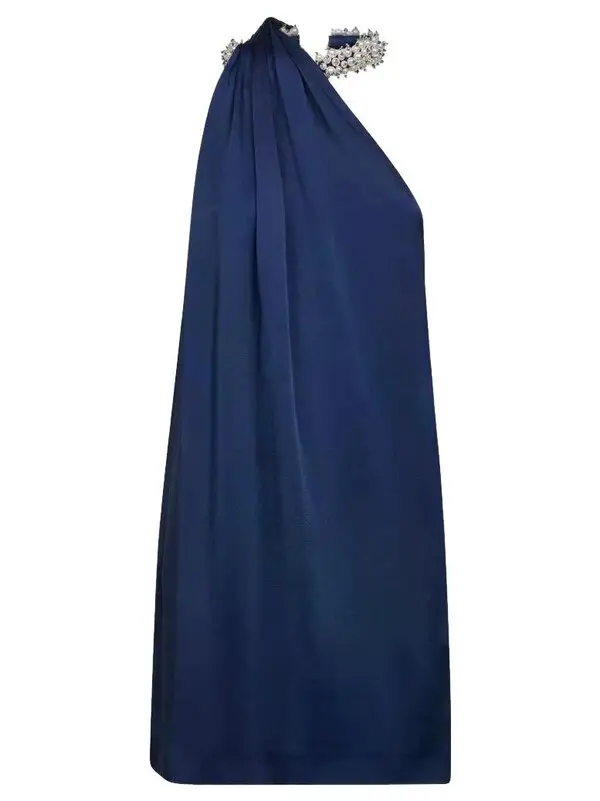 Stella McCartney Asymmetric Pearl-necklace Mini Dress - Blue