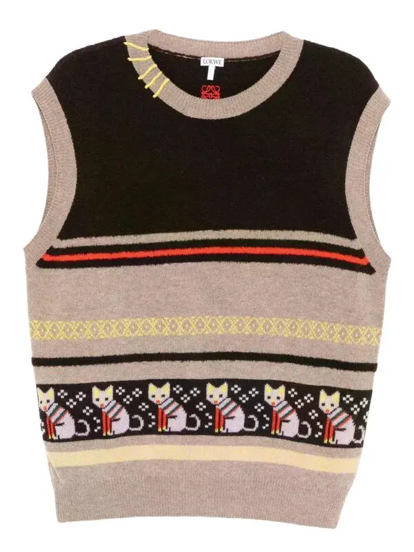 Loewe X Louis Wain Graphic Intarsia Vest - Brown