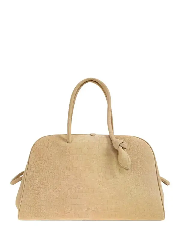 Jacquemus Large Turismo Crocodile-effect Tote Bag - Neutrals