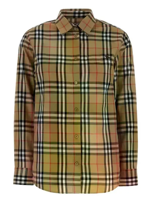 Burberry Embroidered Check-pattern Shirt - Neutrals