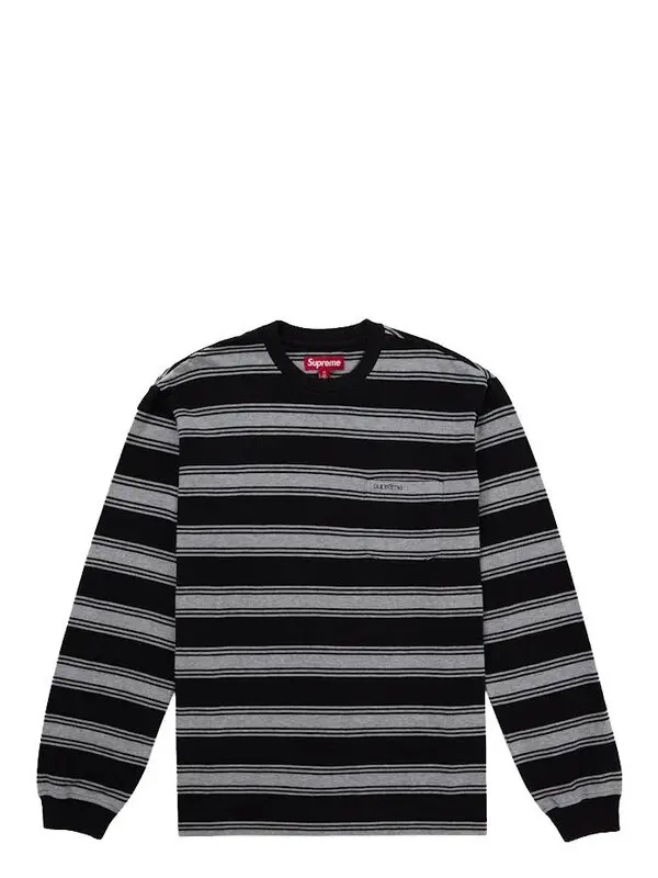 Supreme Stripe Pocket Long Sleeve Top - Black