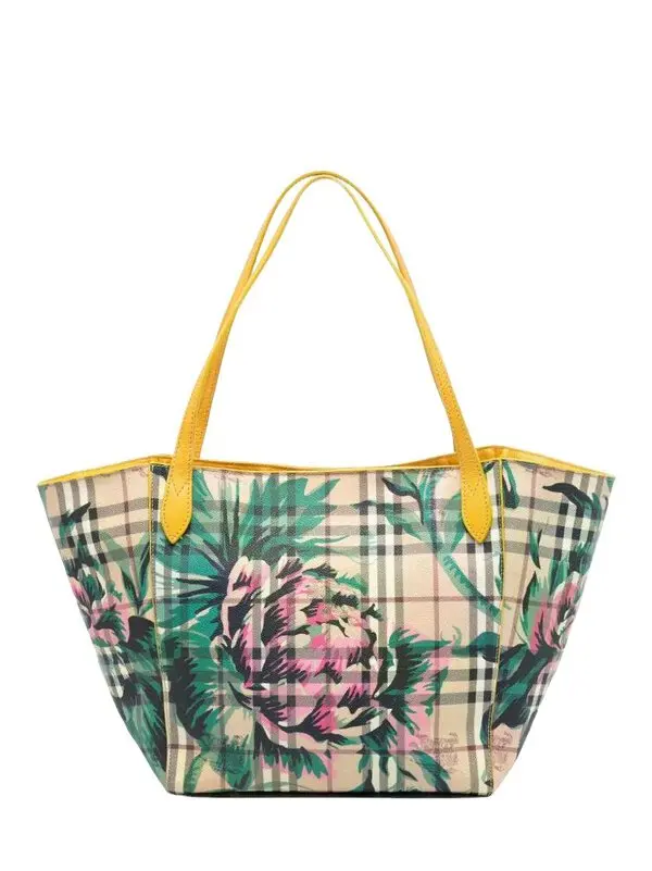 Burberry Haymarket Check Floral Print Canterbury Tote Bag - Brown