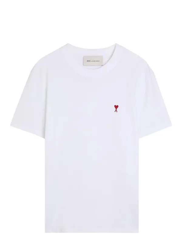 Ami Logo-embroidered Cotton T-shirt - White