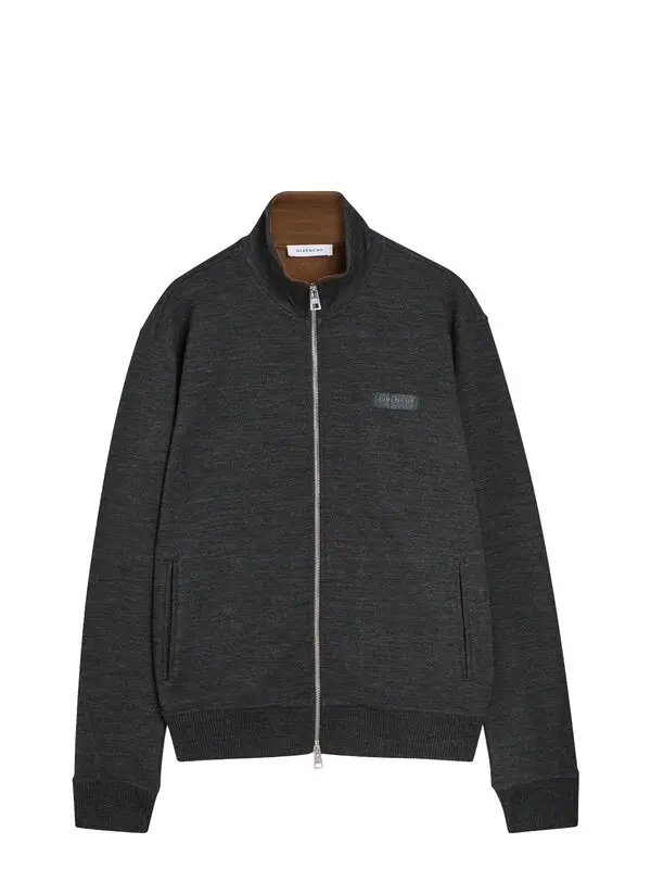 Givenchy Logo-appliquéd Wool-blend Track Sweatshirt - Grey