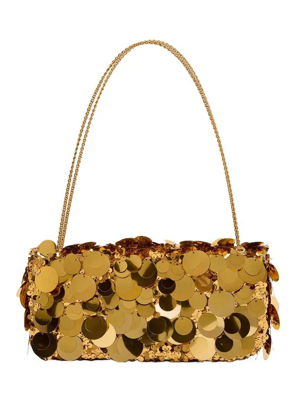 Rabanne Embellished Metallic Leather Shoulder Bag - Gold