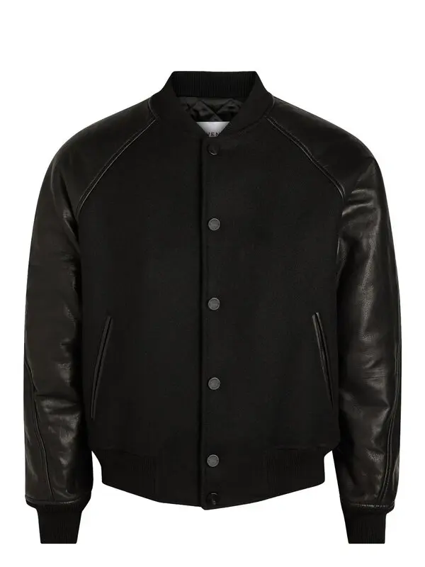 Givenchy Logo-appliquéd Leather And Wool Bomber Jacket - Black