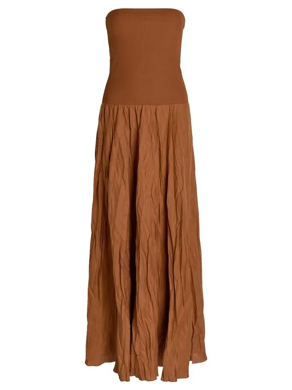 Johanna Ortiz Empowerment Movement Crinkled Linen-blend Midi Dress - Brown