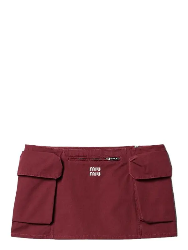 Miu Miu Washed Poplin Miniskirt - Amaranth Red/maize Yellow