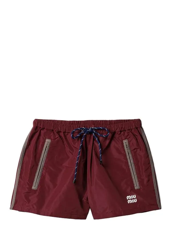 Miu Miu Technical Fabric Shorts - Amaranth Red/maize Yellow