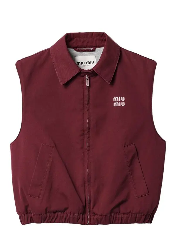 Miu Miu Washed Poplin Vest - Amaranth Red/maize Yellow
