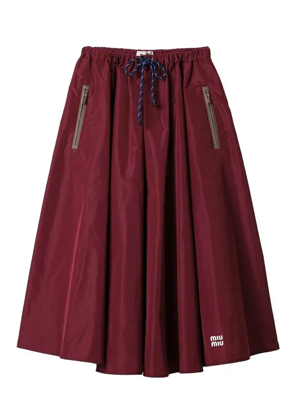 Miu Miu Technical Fabric Flared Skirt - Amaranth Red
