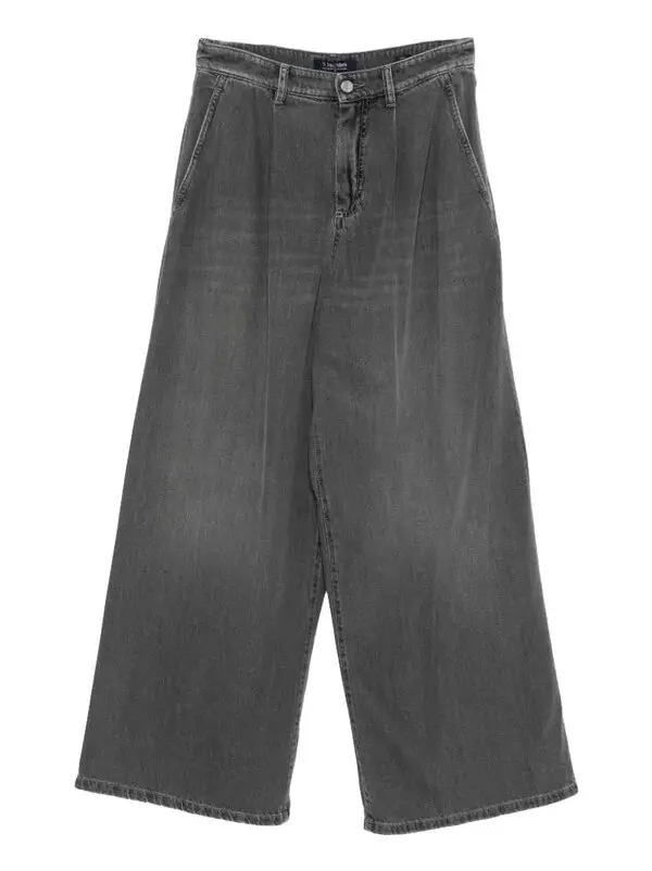 Max Mara Pleated Wide-leg Jeans - Grey