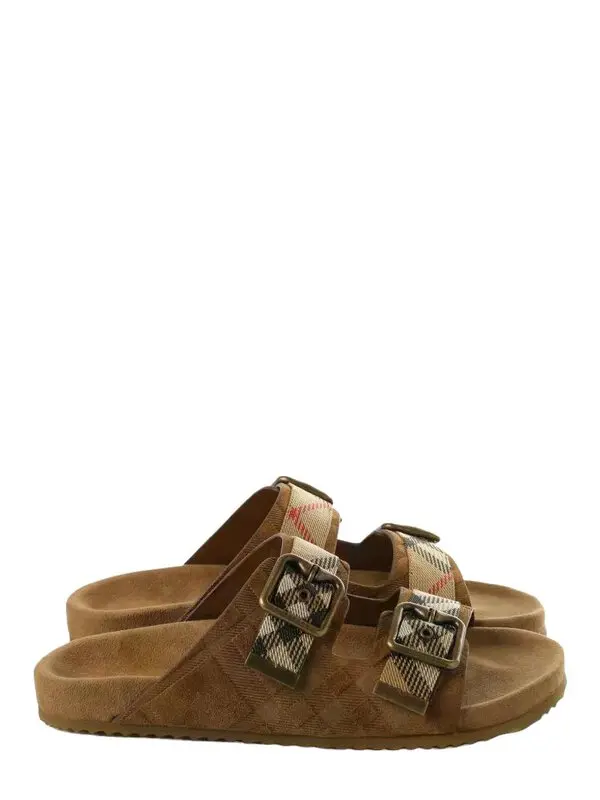 Burberry Buckle Check Strap Sandals - Brown