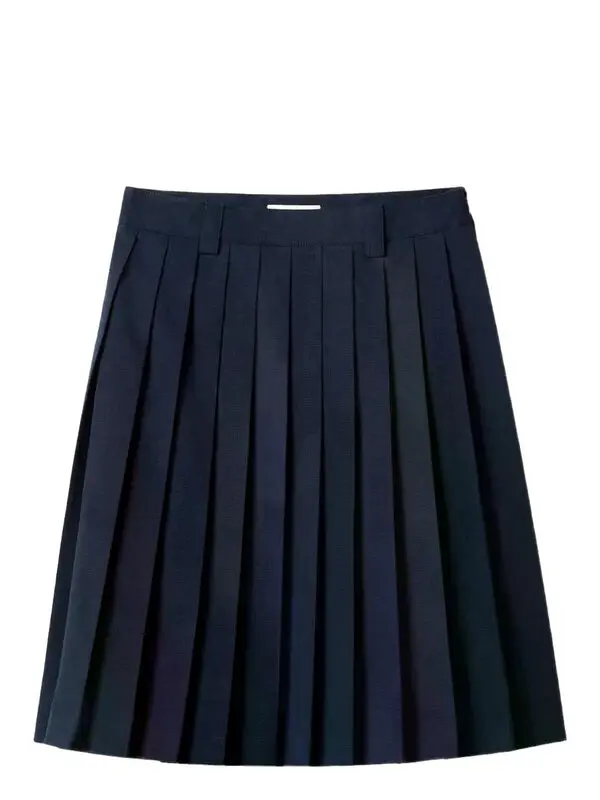 Miu Miu Pleated Logo-embroidered Midi Skirt - Blue