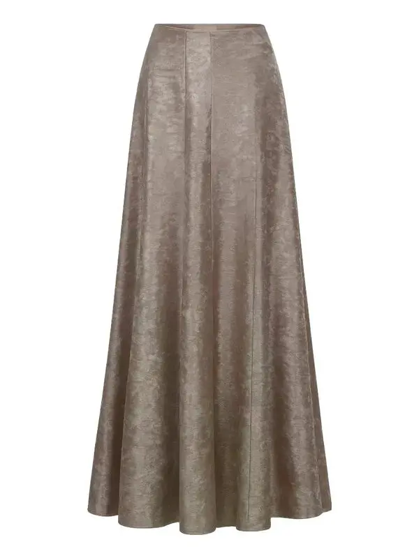 AZLEE Soren Lamé Maxi Skirt - Neutrals