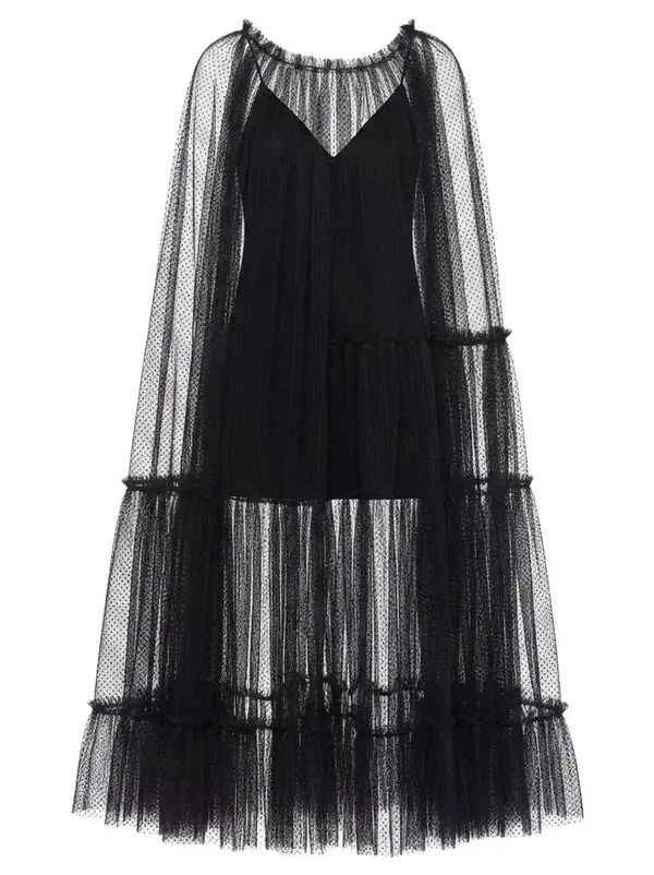 GEMY MAALOUF Dotted Tulle Midi Dress - Black