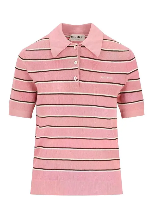 Miu Miu Striped Polo Shirt - Pink