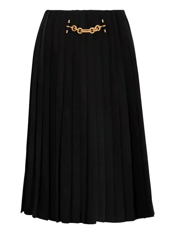 Balmain Pleated Chain-embellished Skirt - Black