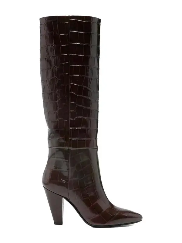 Luisa Spagnoli Uragano Embossed Heeled Boots - Brown