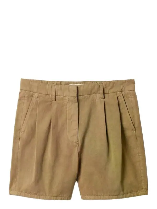 Miu Miu Tailored Shorts With Logo Detail - Brown
