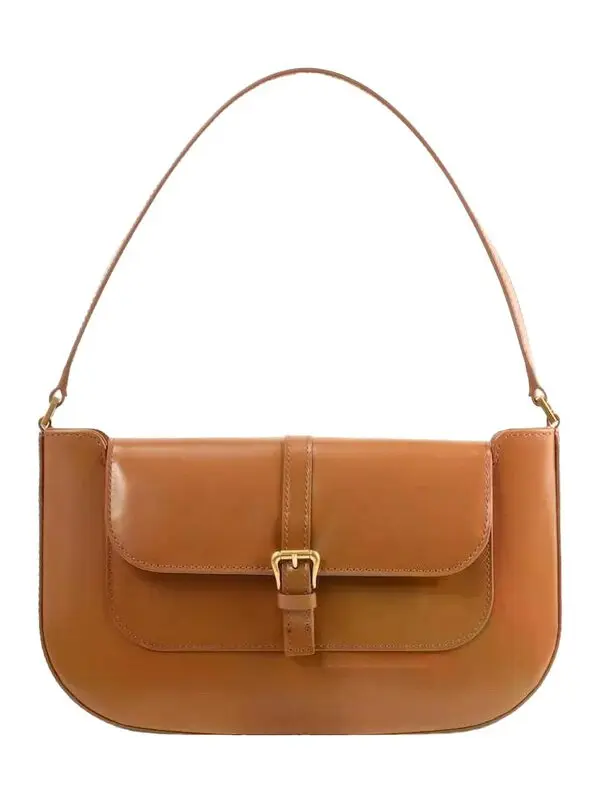 By Far Miranda Flap Semi Patent-leather Shoulder Bag - Brown