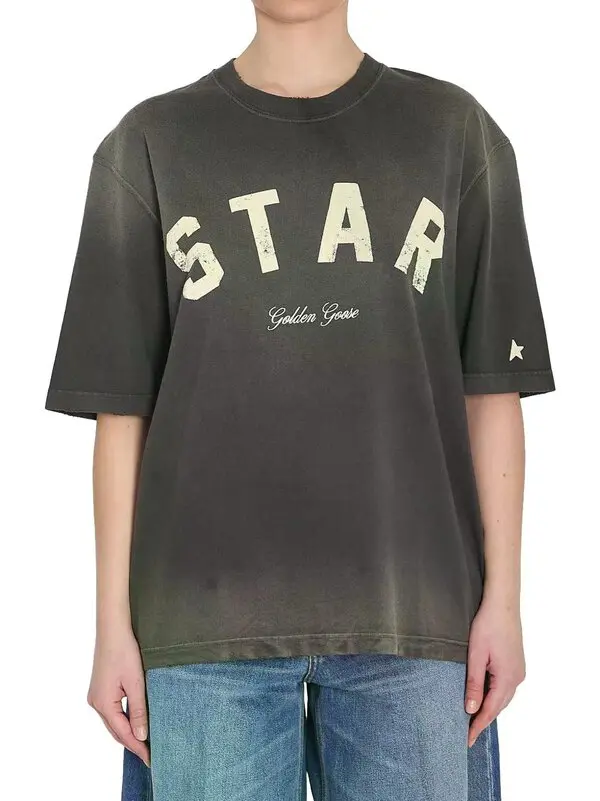 GOLDEN GOOSE Star-appliqué Jersey T-shirt - Grey
