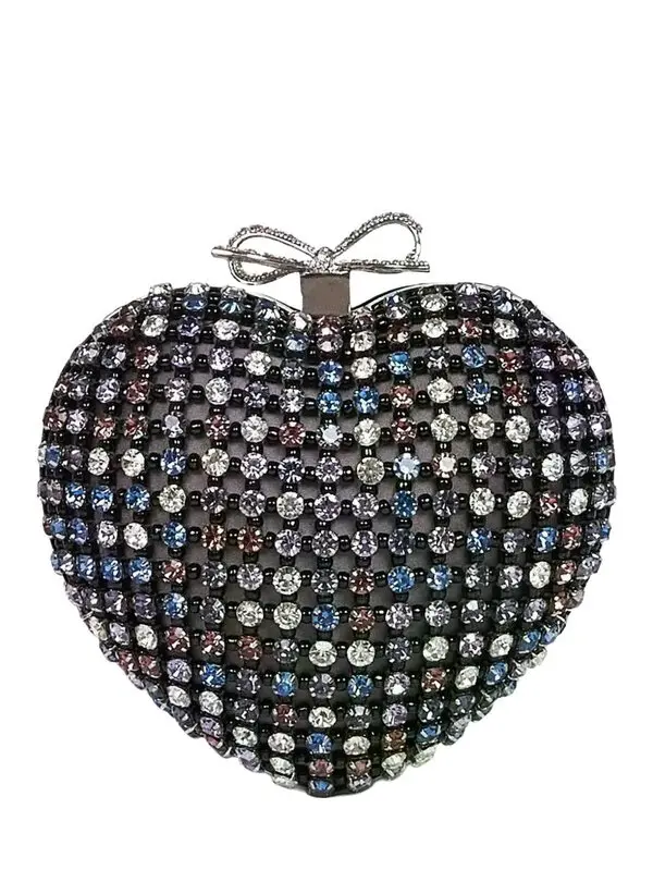 SELF-PORTRAIT Crystal-embellished Heart-shaped Mini Bag - Black